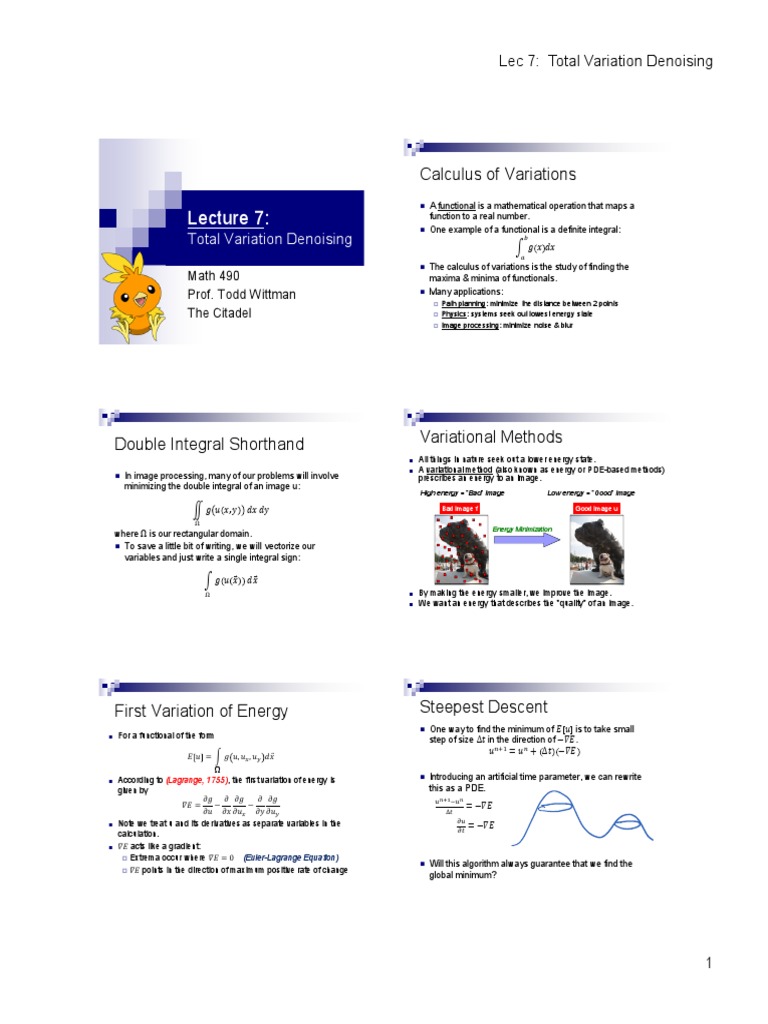 Calculus of Variations: Total Variation Denoising | PDF | Calculus Of ...