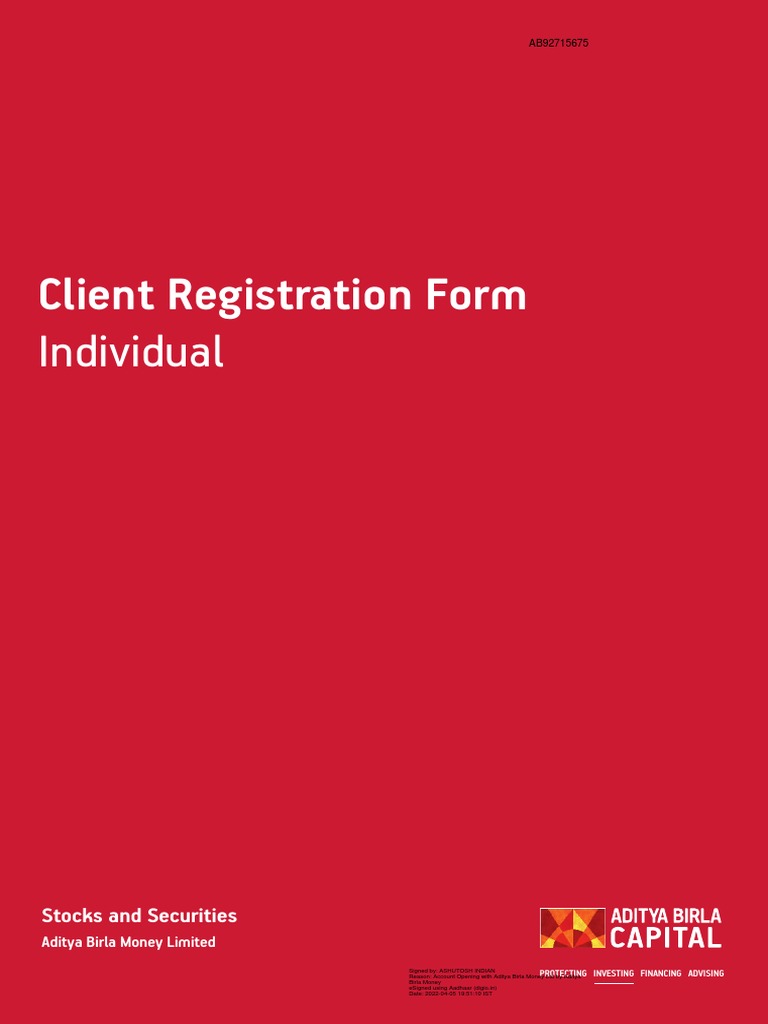 Client Registration Form: Individual | PDF | Identity Document | Investing