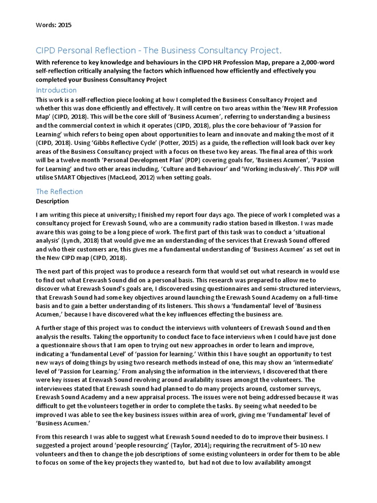 CIPD Personal Reflection (1) EXAMPLE个人反思参考 | PDF