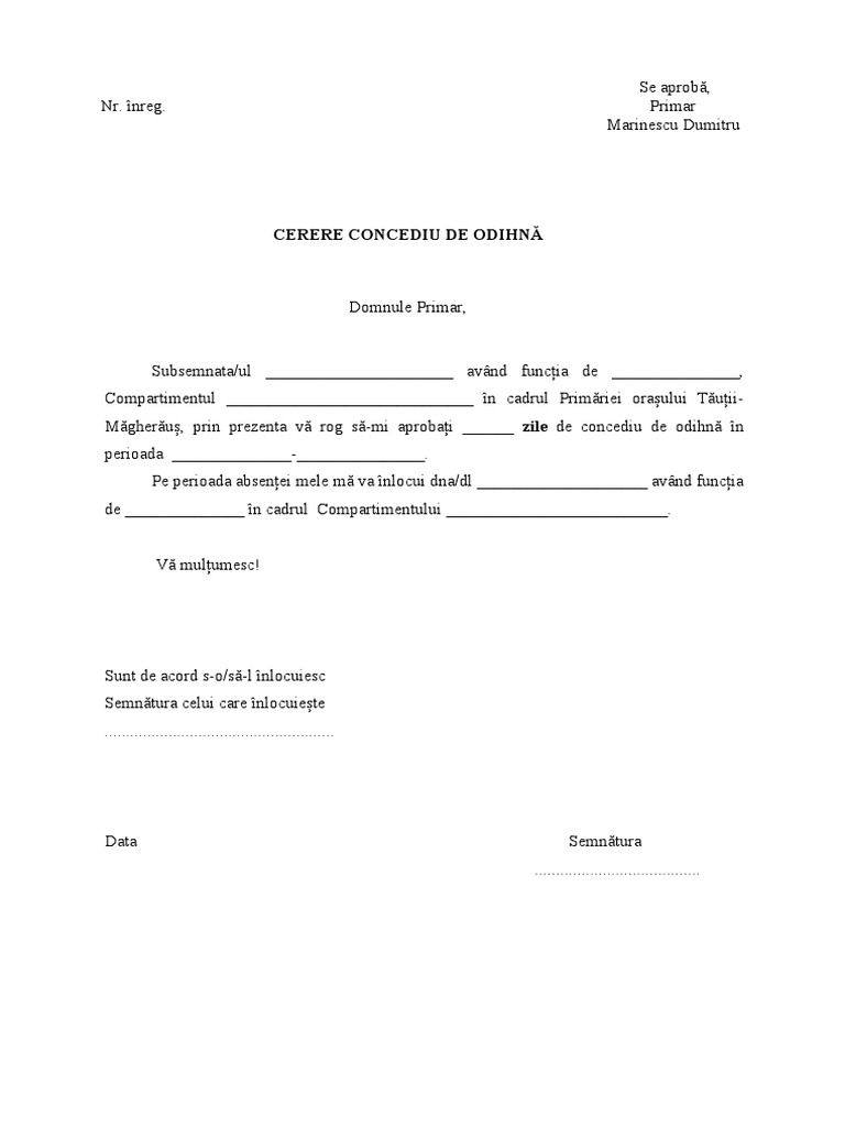 Formular Cerere-Concediu-De-Odihna | PDF