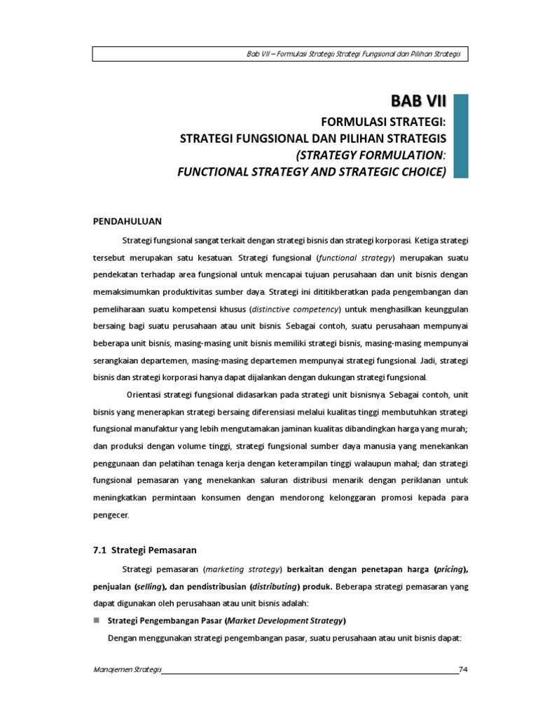 Modul 7-Formulasi Strategi-Strategi Fungsional Dan Pilihan Strategis ...