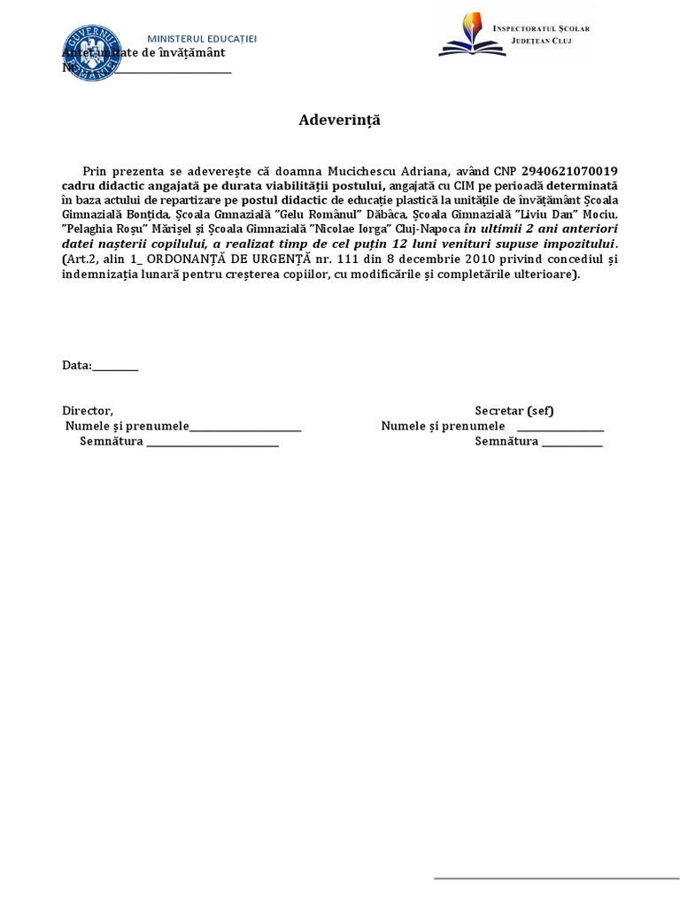 Adeverinta Cic | PDF