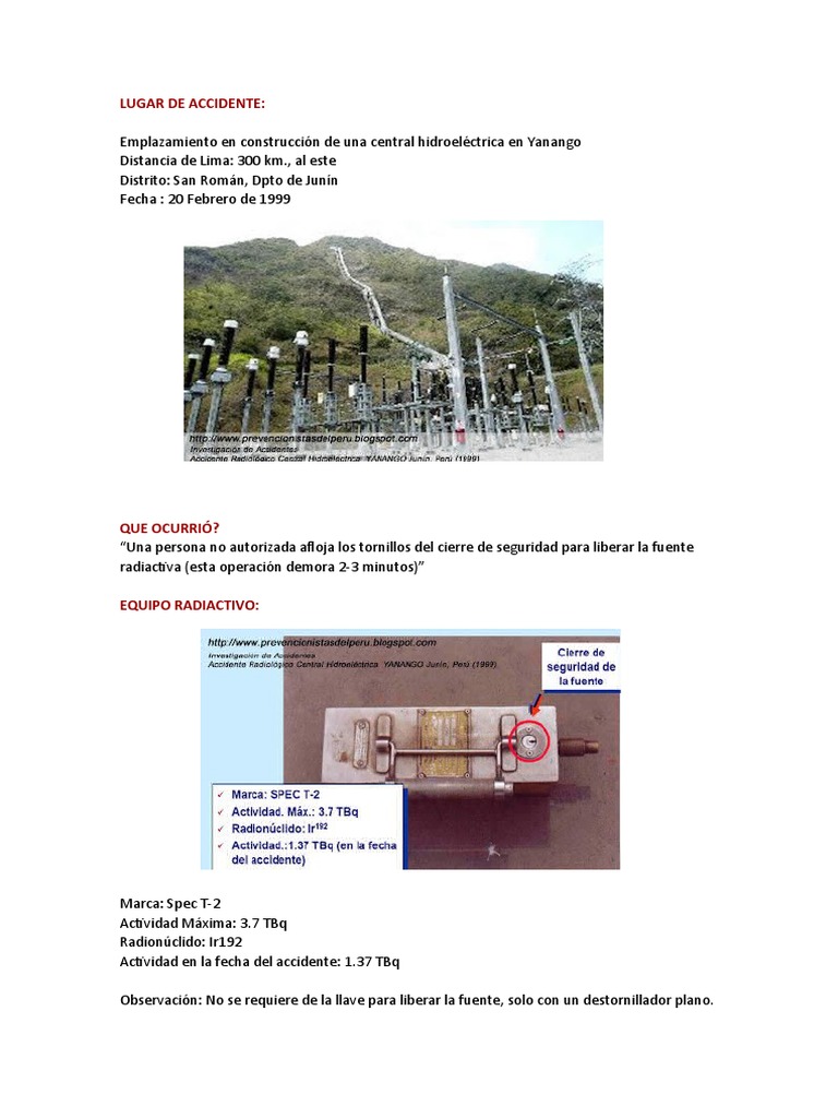 Accidente Radiologico Yanango 1999 | PDF | Física nuclear