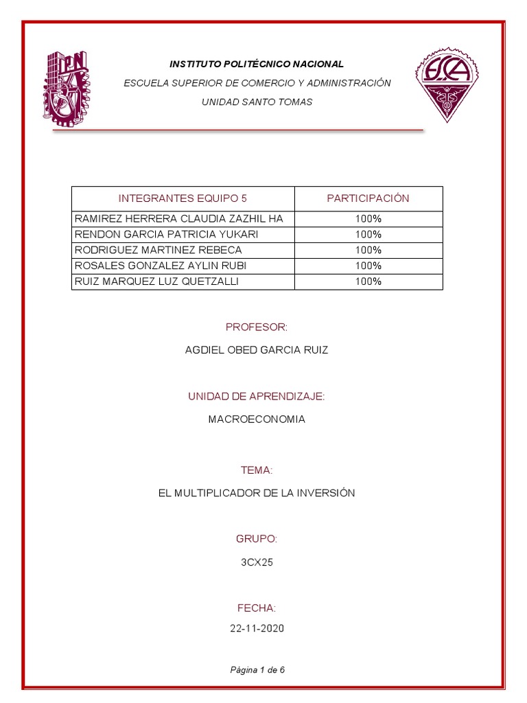 El Multiplicador de La Inversión U5 - Act 3 | PDF