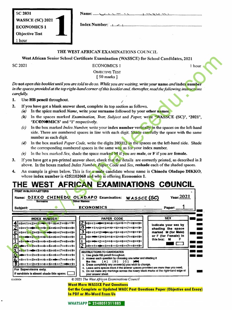 WAEC GCE Economics Past Questions | PDF | Elasticity (Economics ...