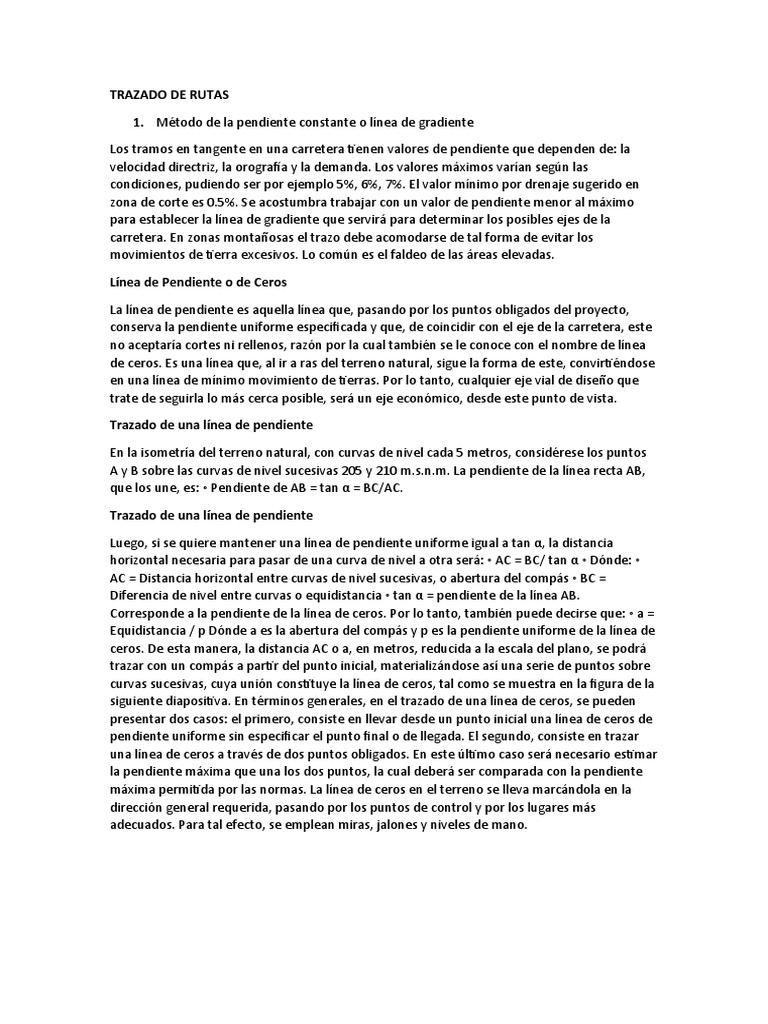 Trazado de Rutas | PDF | Pendiente | La carretera