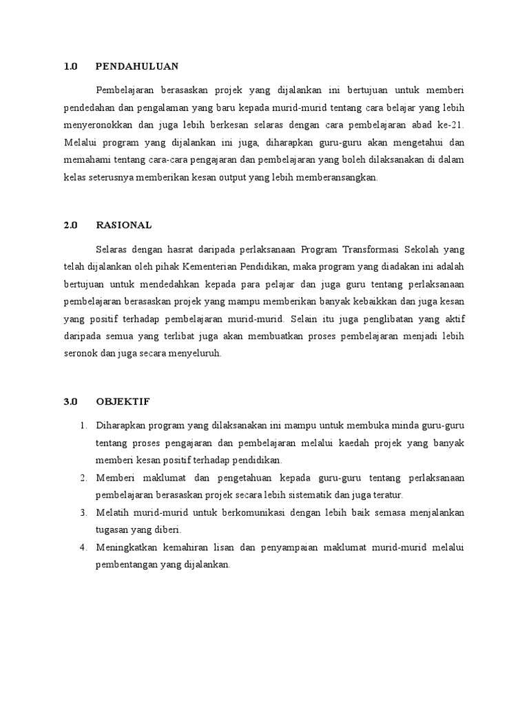 Kertas Kerja Hari Pembentangan PBL | PDF