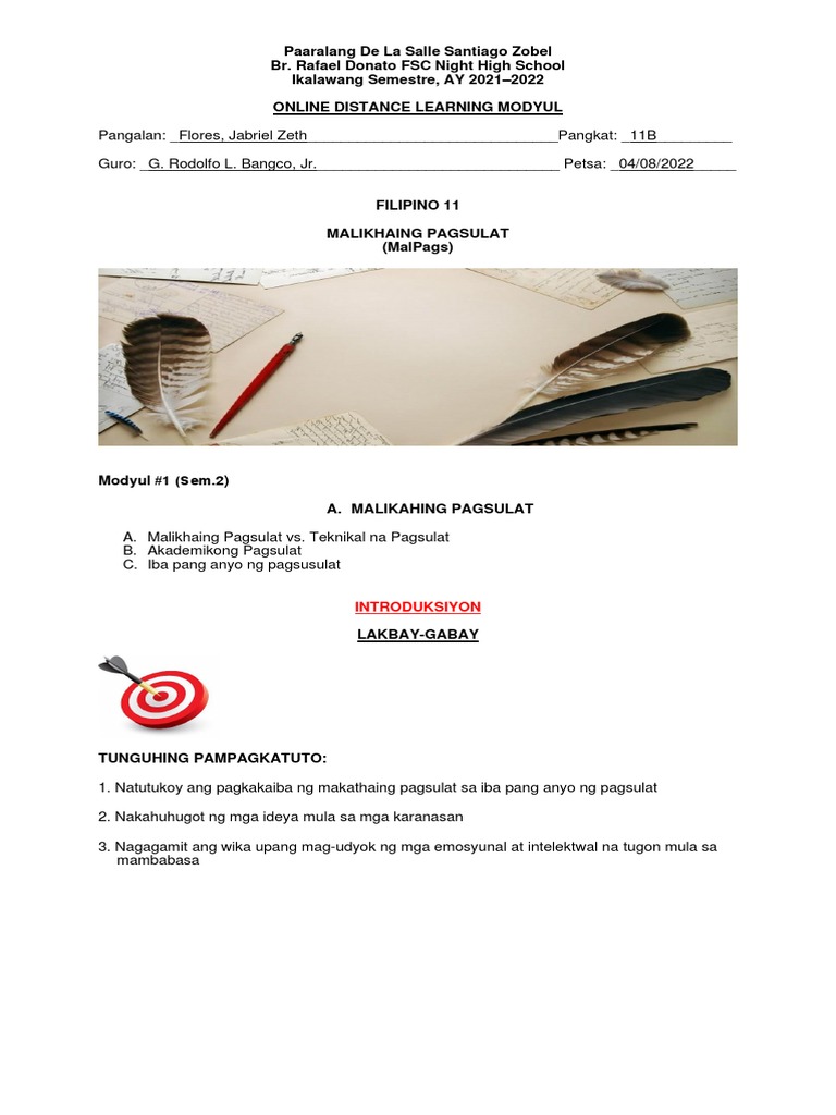 FLORES 11B - Modyul #1 (Sem.2) | PDF