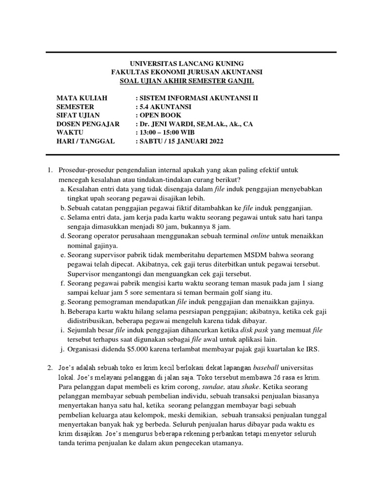 Pak Jeni - UAS SIA II KLS.54 AK - Jeni | PDF