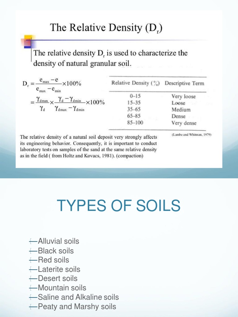 10 Relative Density & Types of Soils in India | PDF | Soil | Earth Sciences