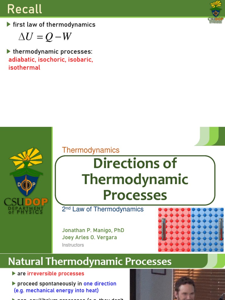 Lesson 4.1 - Direction of Thermodynamic Processes | PDF