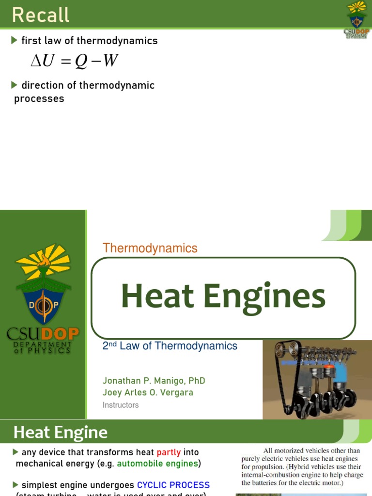Lesson 4.2 - Heat Engines | PDF | Engines | Heat