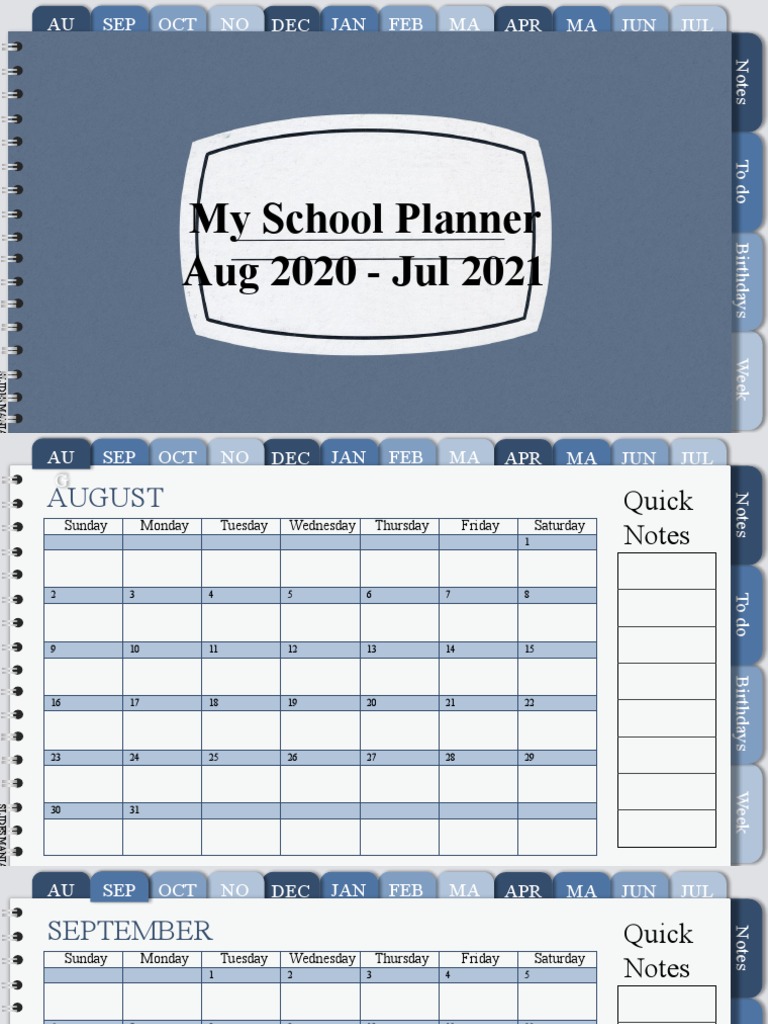 School Planner 2020-2021 SlidesMania | PDF
