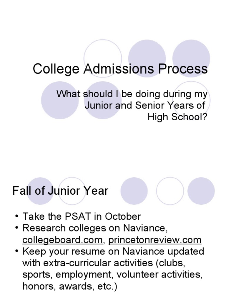 College Admission Steps for Juniors/Seniors | PDF | University And ...