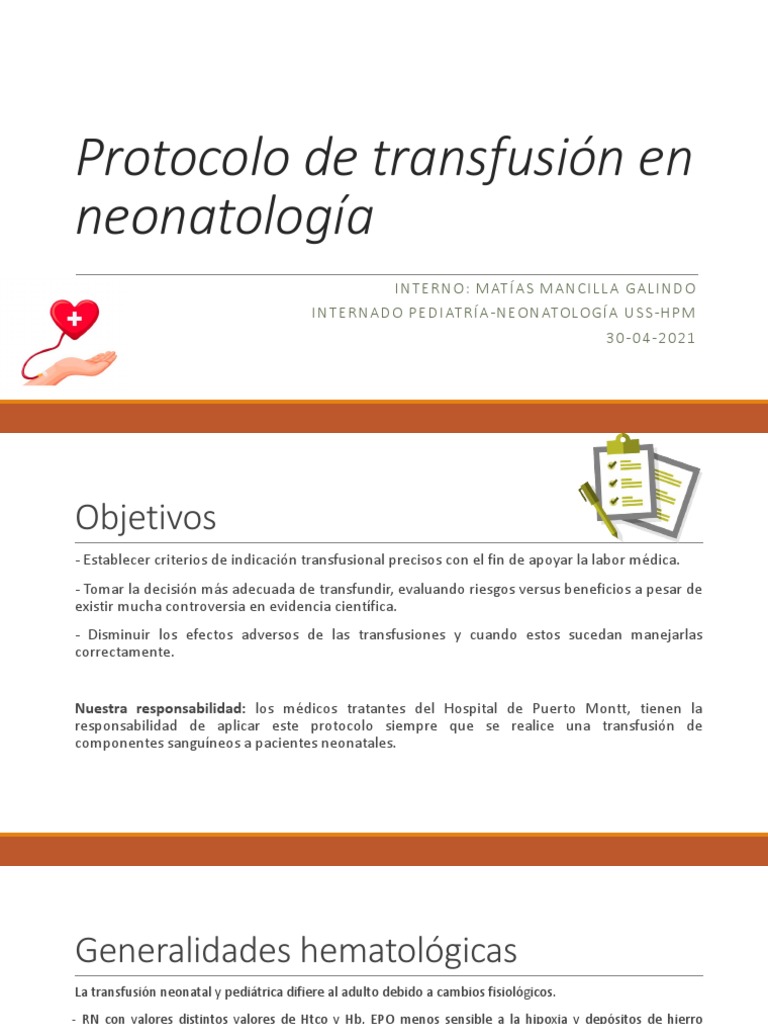 Protocolo Transfusional Neonatal | PDF | Transfusión de sangre | Tejido ...