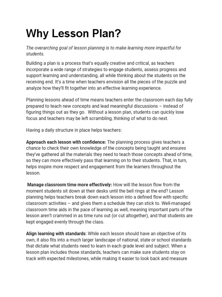 Why Lesson Plan | PDF