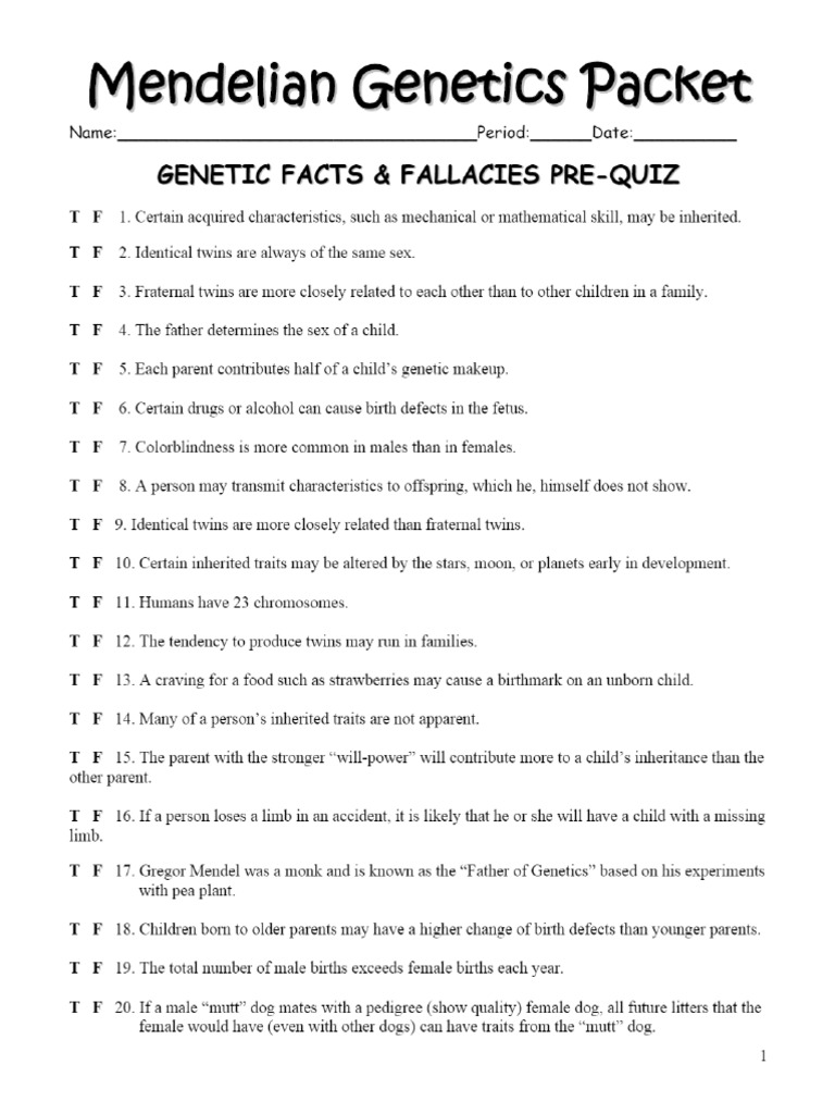 Mendelian Genetics Packet | PDF