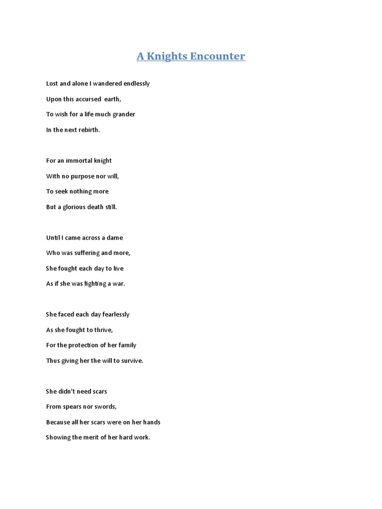 A Knights Encounter | PDF | Poetry