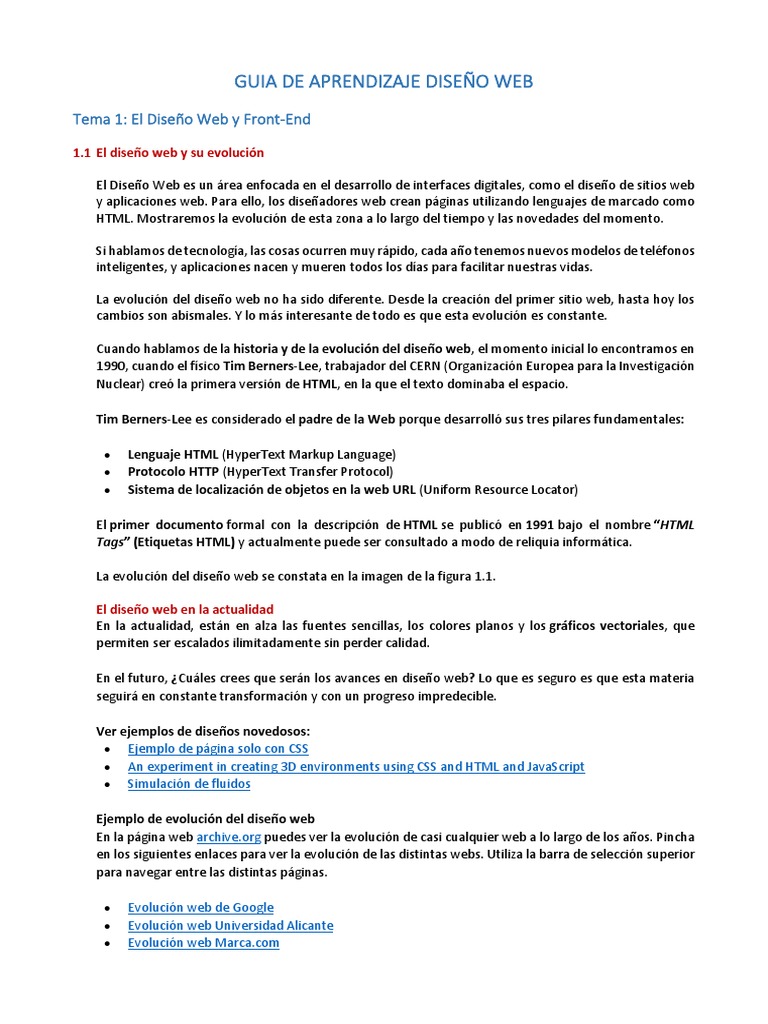 Tema 1 Diseño Web | PDF | HTML | Script Java