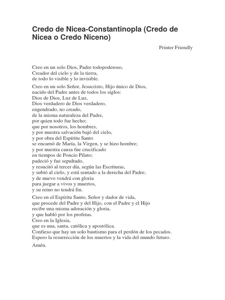 El Credo Niceno: Una declaración fundamental de la fe cristiana | PDF