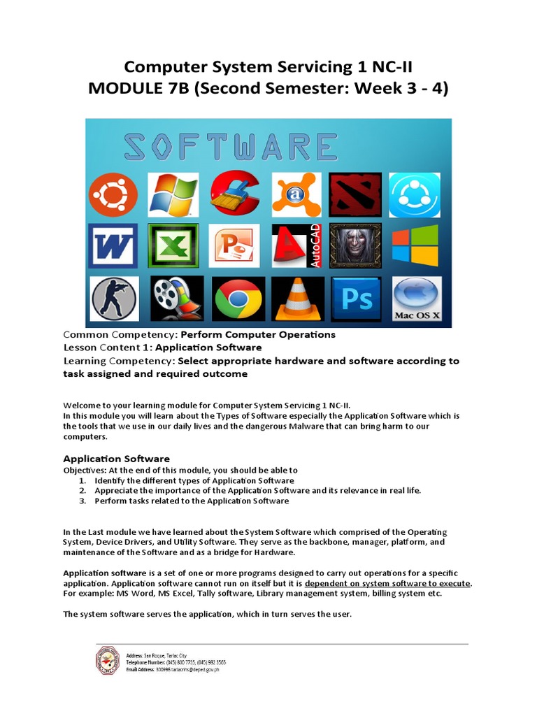 Computer System Servicing 1 NC-II MODULE 7B (Second Semester: Week 3 ...