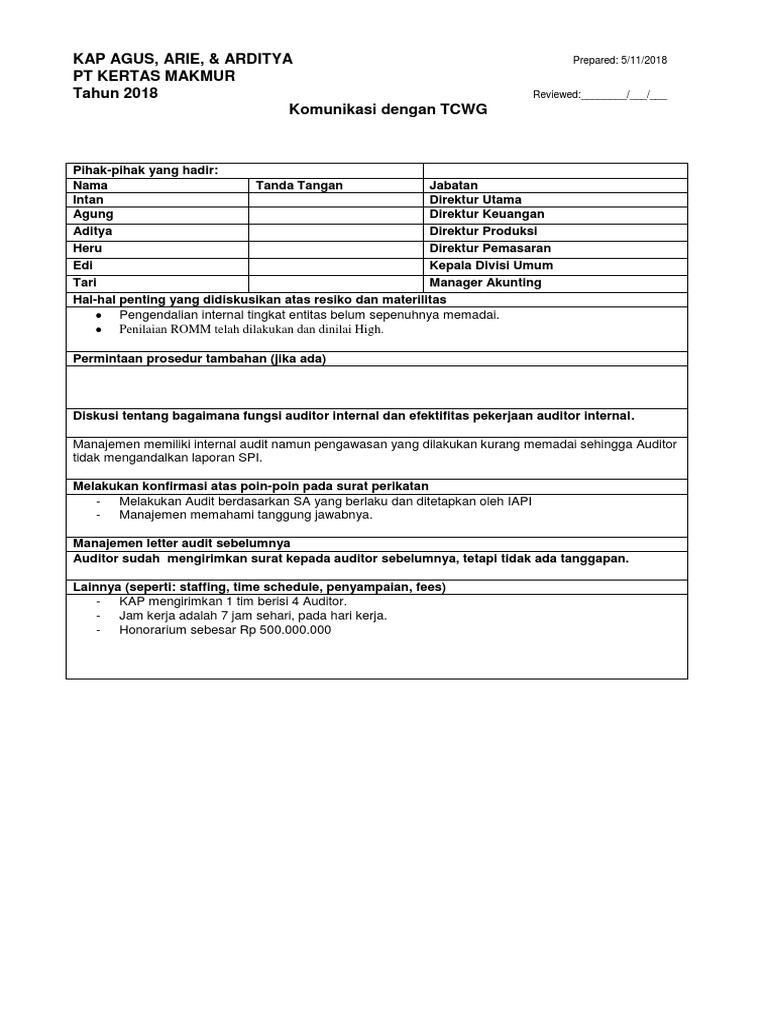 Discussion With TCWG | PDF | Karier & Perkembangan | Bisnis
