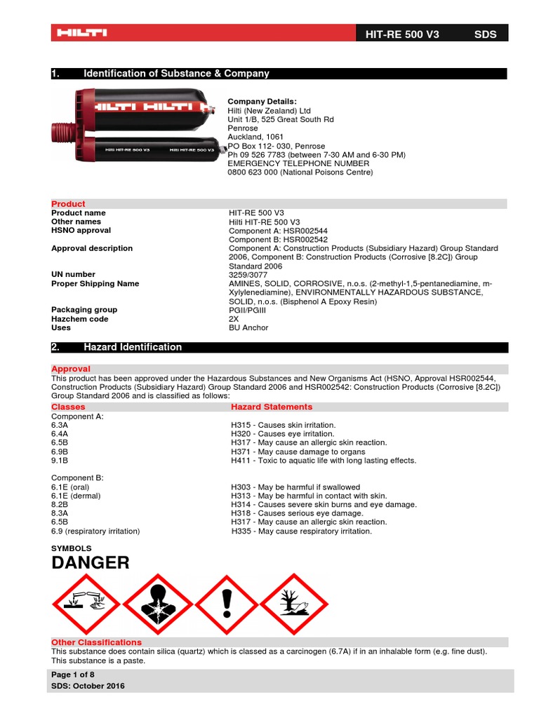 Hit-RE-500-Hilti MSDS | PDF