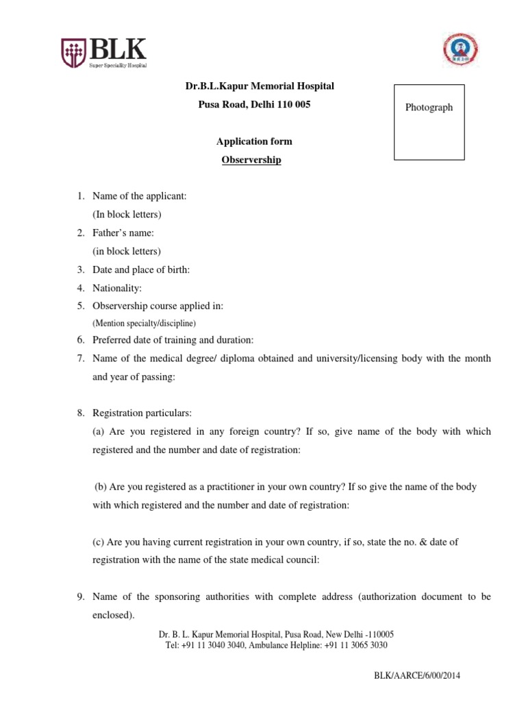 Dr.B.L.Kapur Memorial Hospital Pusa Road, Delhi 110 005: (Mention ...