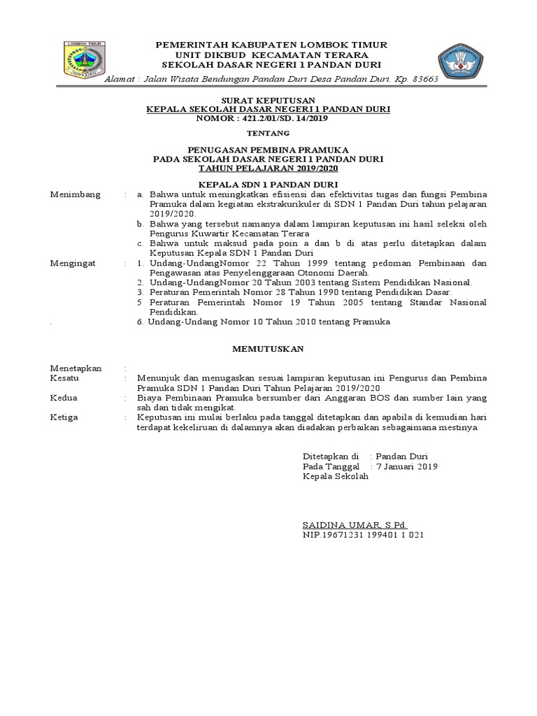 Contoh SK Pramuka | PDF