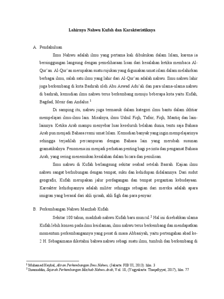 Lahirnya Nahwu Kufah Dan Karakteristiknya | PDF