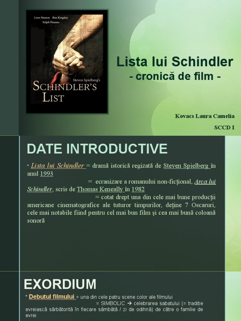LISTA LUI SCHINDLER - Prezentare | PDF