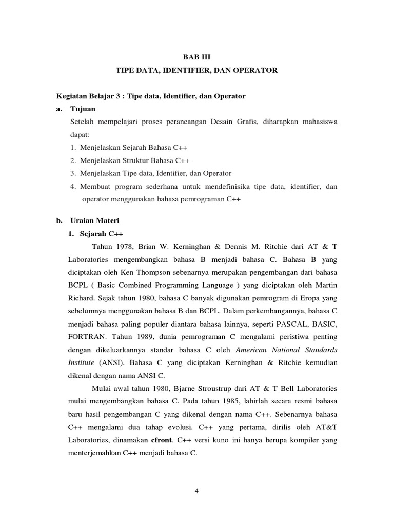 Tipe Data dan Operator dalam C++ | PDF | Komputer