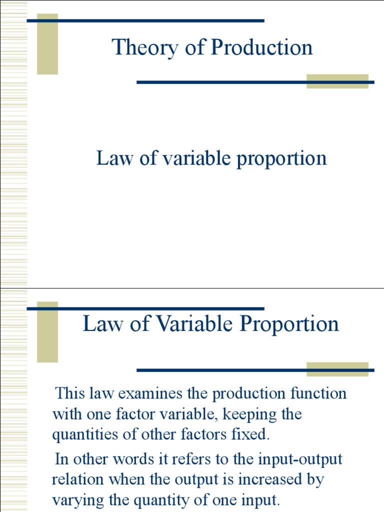 Theory of Production: Law of Variable Proportion | PDF | Secondary ...