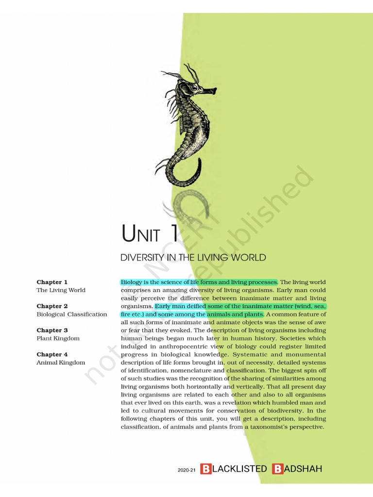 Ncert Highlight-The Living World | PDF