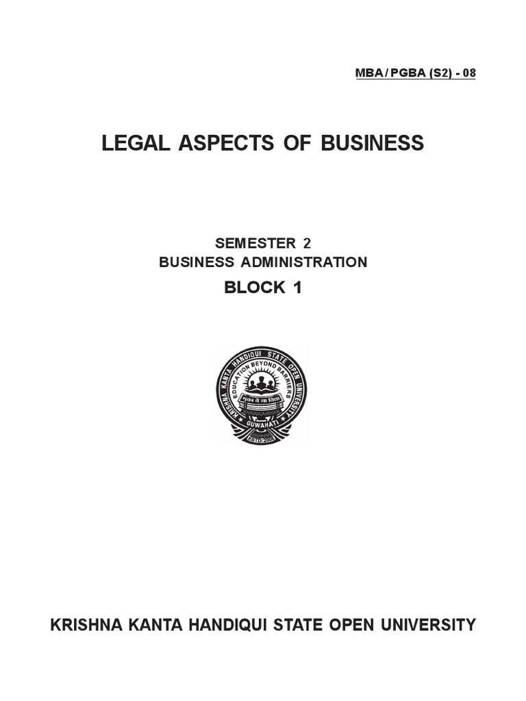 MBA Business Law (Block-1) | PDF | Precedent | Offer And Acceptance