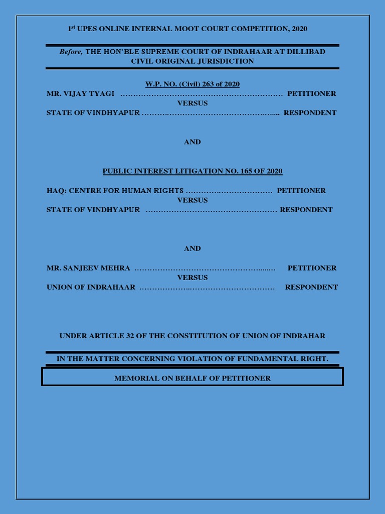 Sample Memorial (Petitioner) | PDF