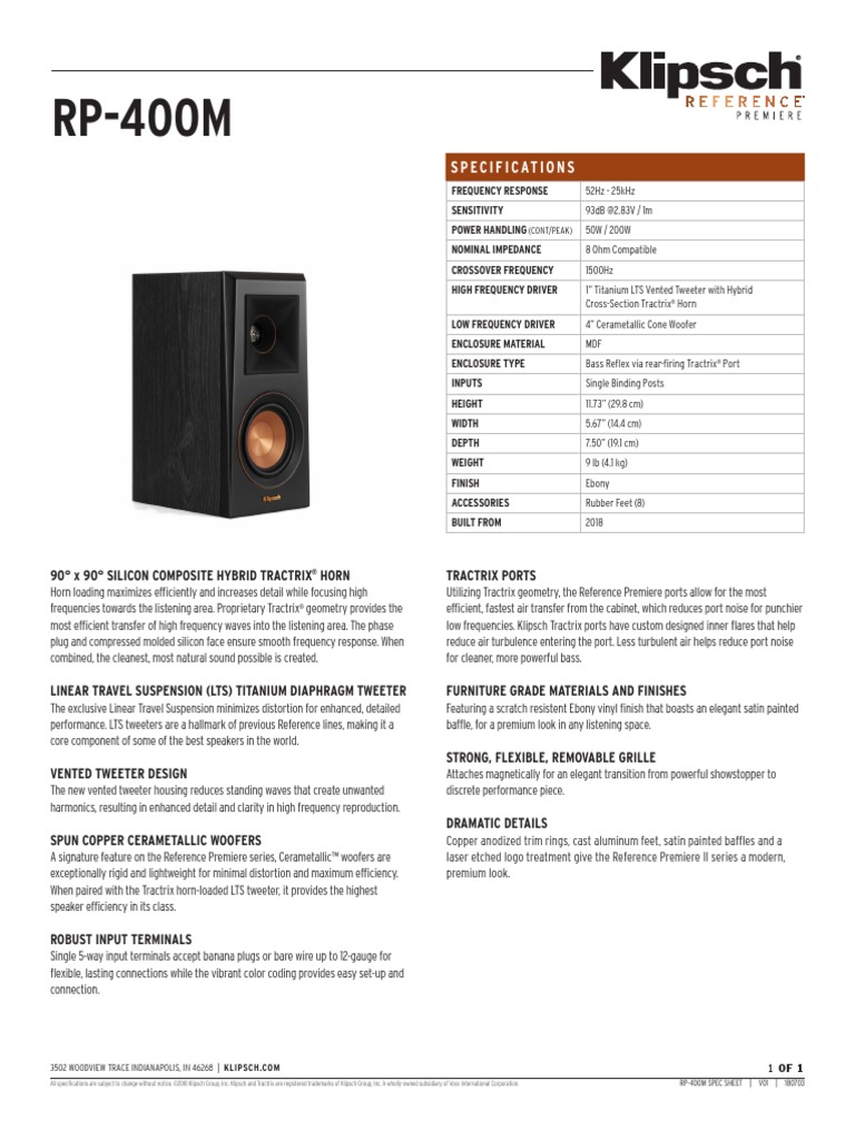RP-400M Spec-Sheet v01 | PDF | Sound Technology | Audio Engineering