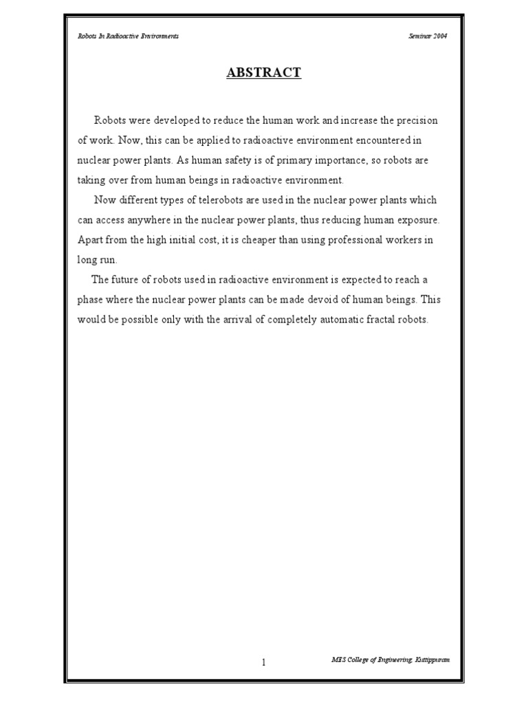 Robots in Radioactive Environments | PDF | Robotics | Robot