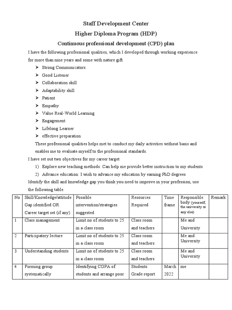 CPD Template | PDF