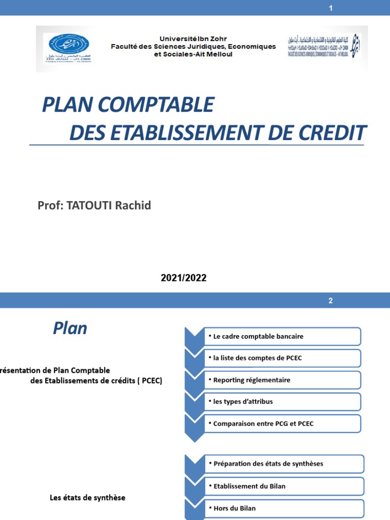Plan Comptable Des Etablissements de Credit | PDF | Comptabilité ...