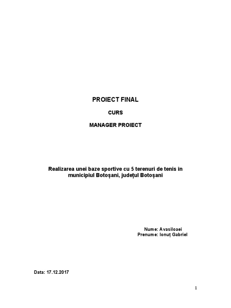 Proiect Final Manager de Proiect | PDF