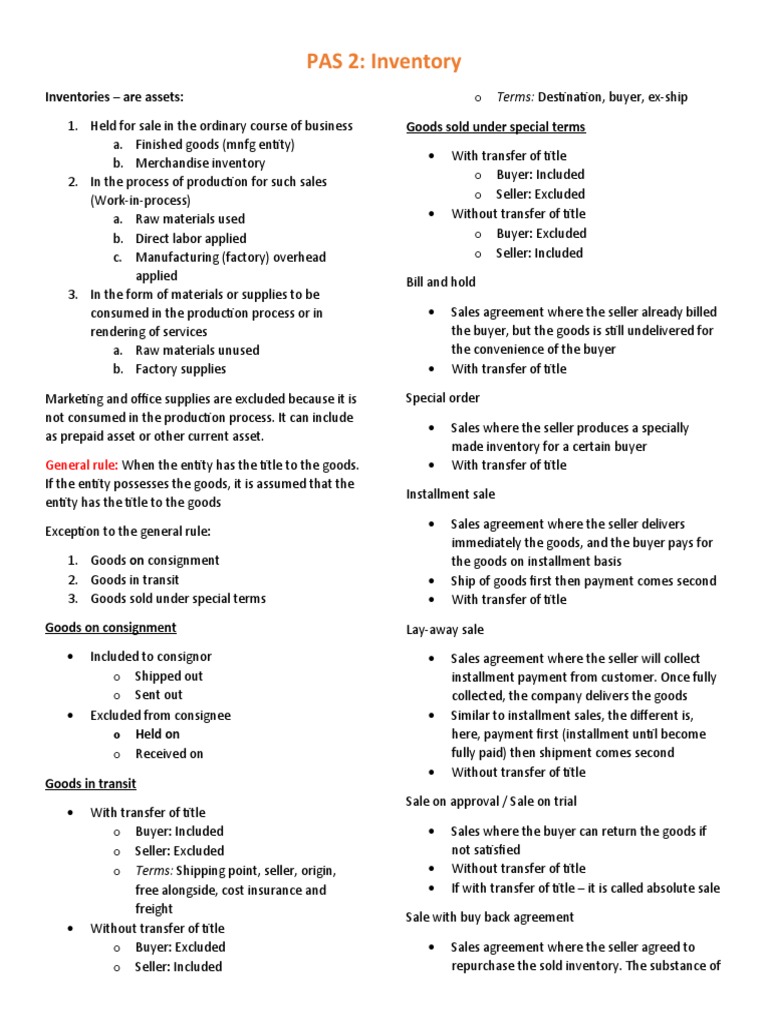 PAS 2 Inventories | Download Free PDF | Inventory | Cost Of Goods Sold