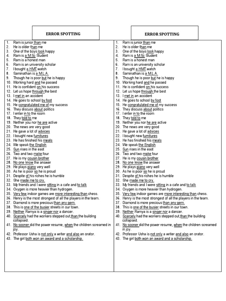 Error Correction Worksheets | PDF | Chemistry | Materials