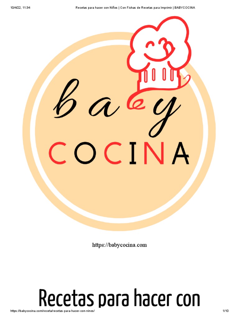 Recetas para Hacer Con Niños - Con Fichas de Recetas para Imprimir ...