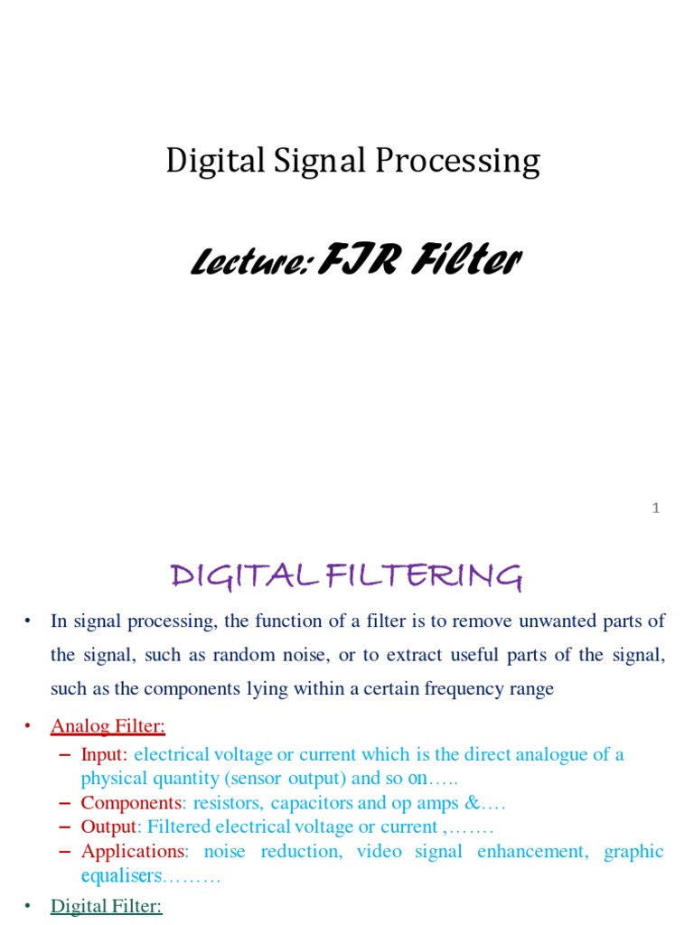 FIR Lect | PDF | Electronic Filter | Filter (Signal Processing)