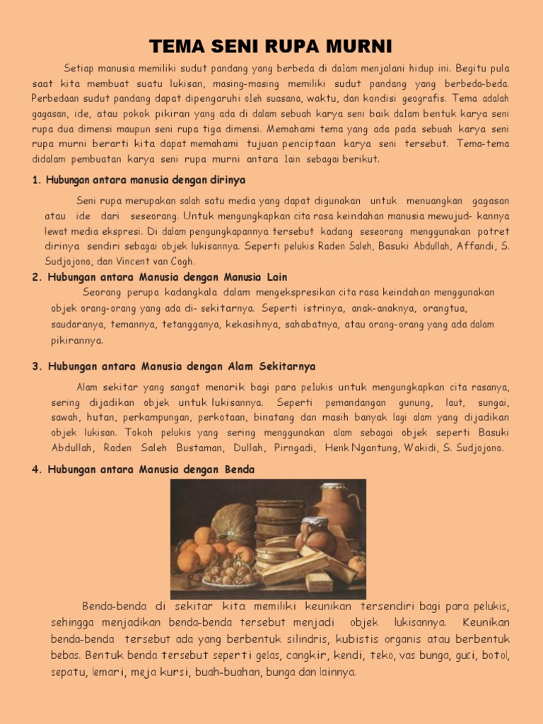 Tema Seni Rupa Murni - Kelas 9 | PDF