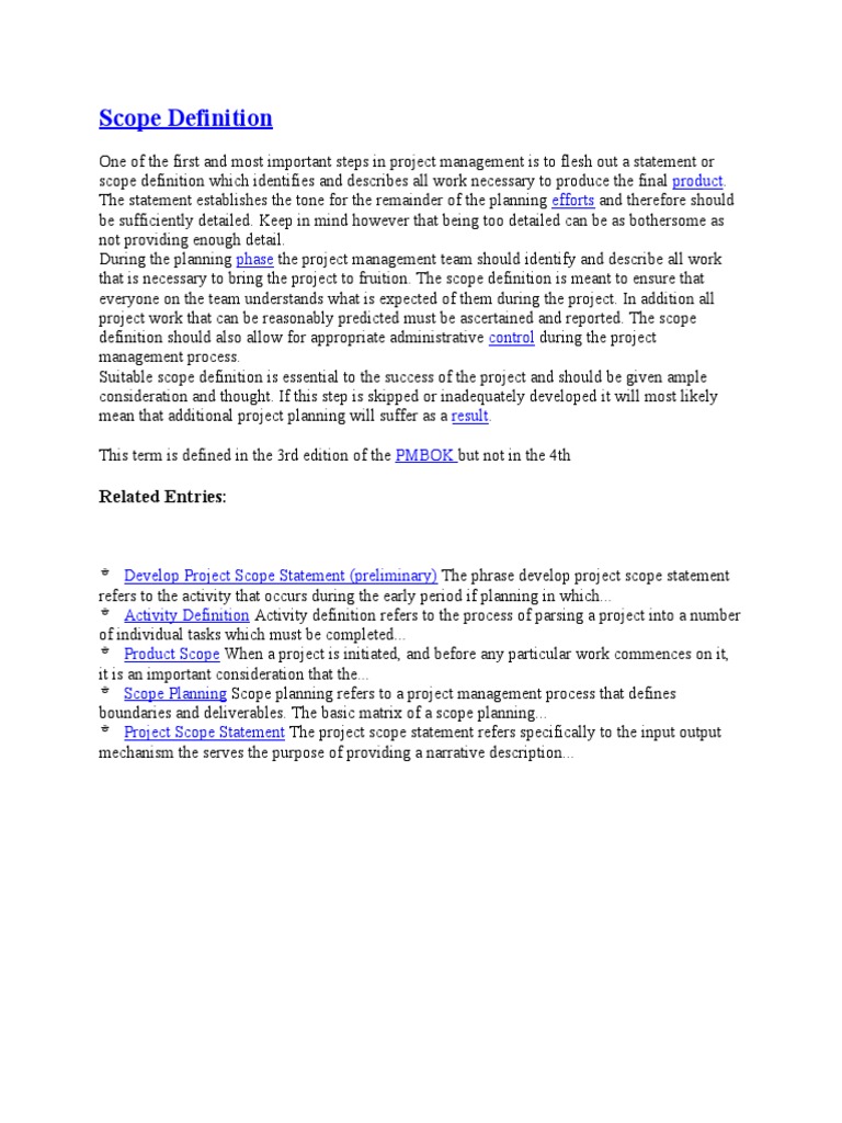 Scope Definition: Product Efforts | PDF | Project Management | Agile ...