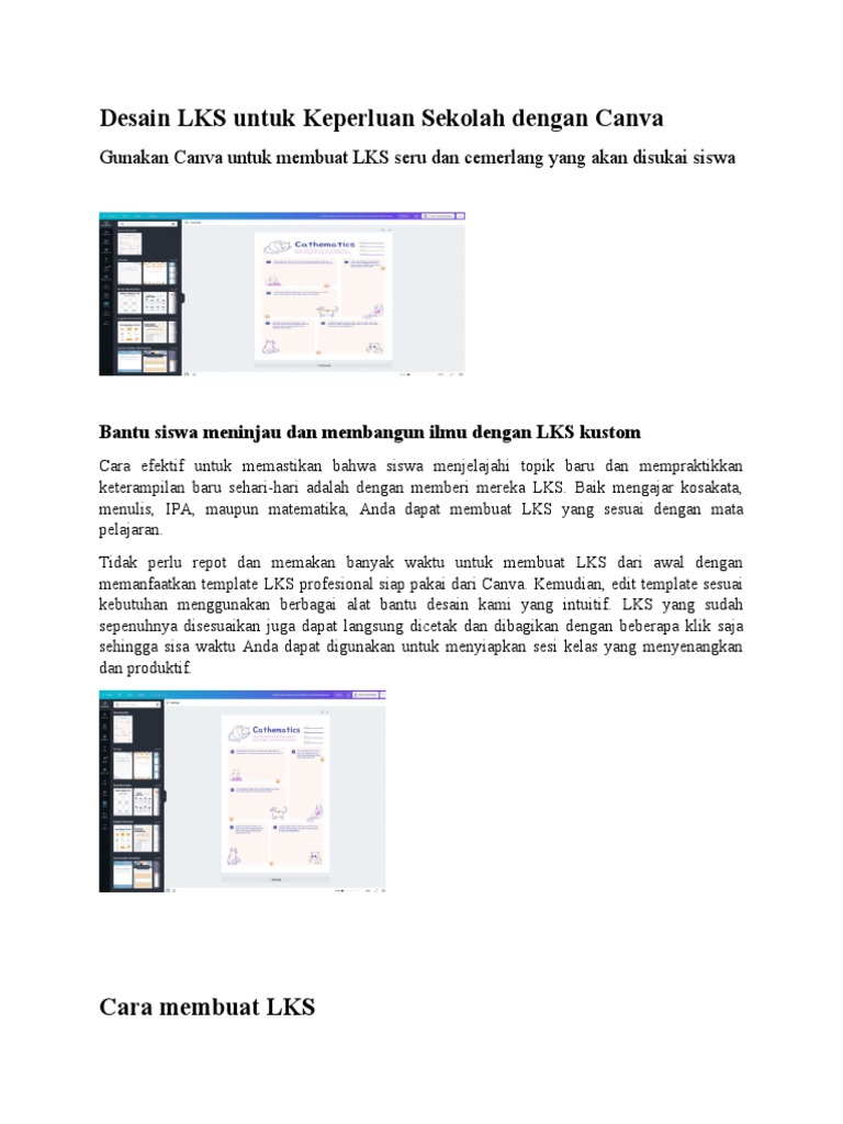 Desain LKS Untuk Keperluan Sekolah Dengan Canva | PDF