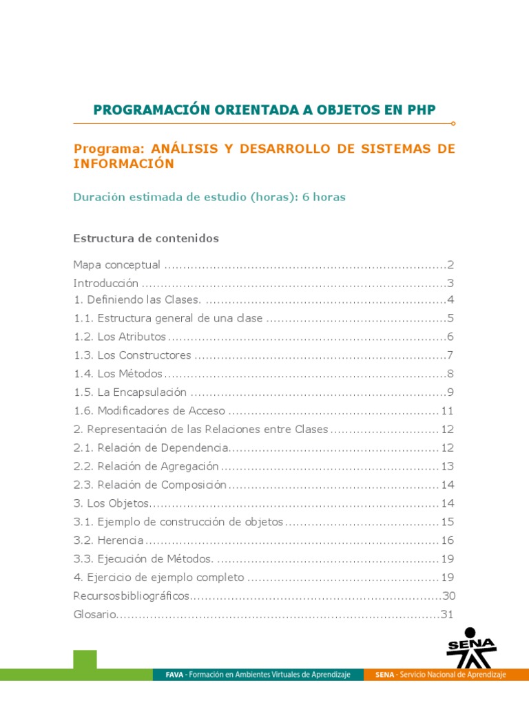 Programación Orientada A Objetos En Php Pdf Objeto Informática