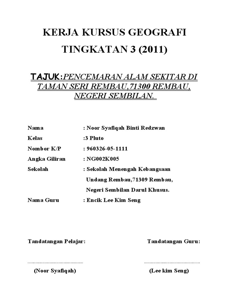 Kerja Kursus Geografi | PDF